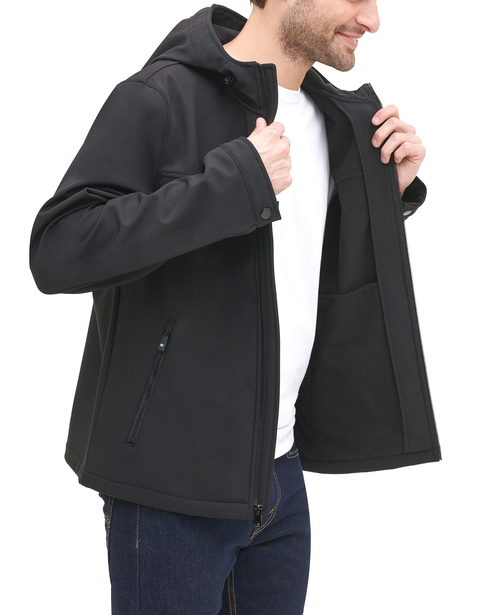 Tommy Hilfiger Men's Lightweight Performance Softshell Hoody Jacket, Black, Medium