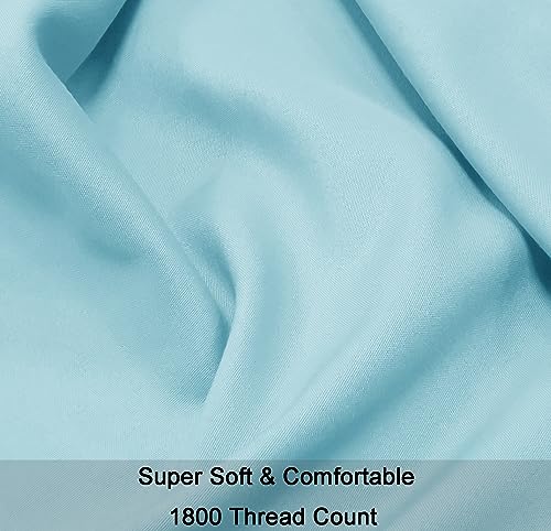 Mejoroom Full Bed Sheet Set - Super Soft Brushed Microfiber 1800 Thread Count Full Sheets with 16 inch Deep Pocket - Wrinkle Free - Breathable and Hypoallergenic - 4 Piece(Full, Blue Elixir)