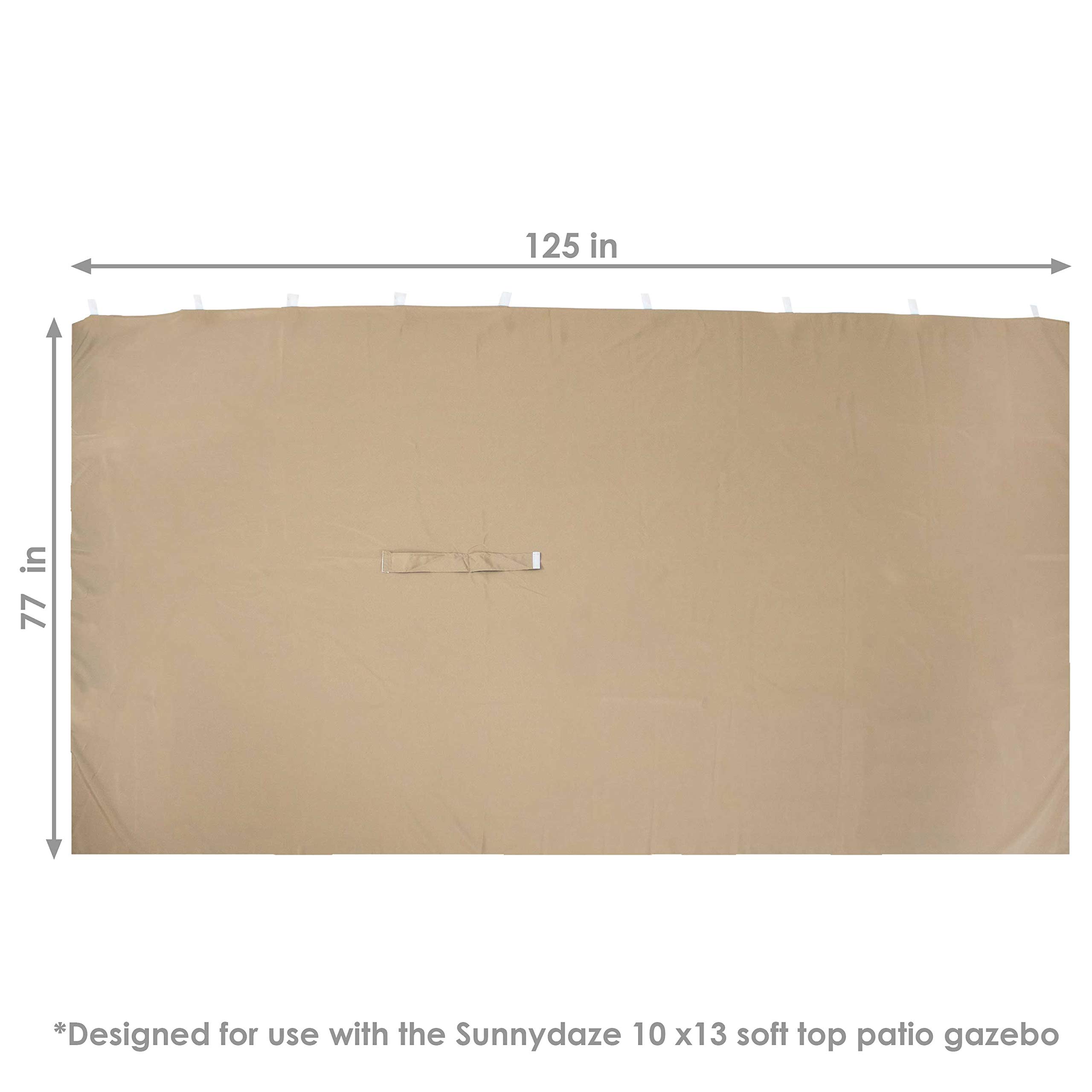 Sunnydaze 125 x 77 Inch Polyester 4-Piece Gazebo Sidewall Set - Gazebo Curtains Only - Provides Shade and Privacy - Tan
