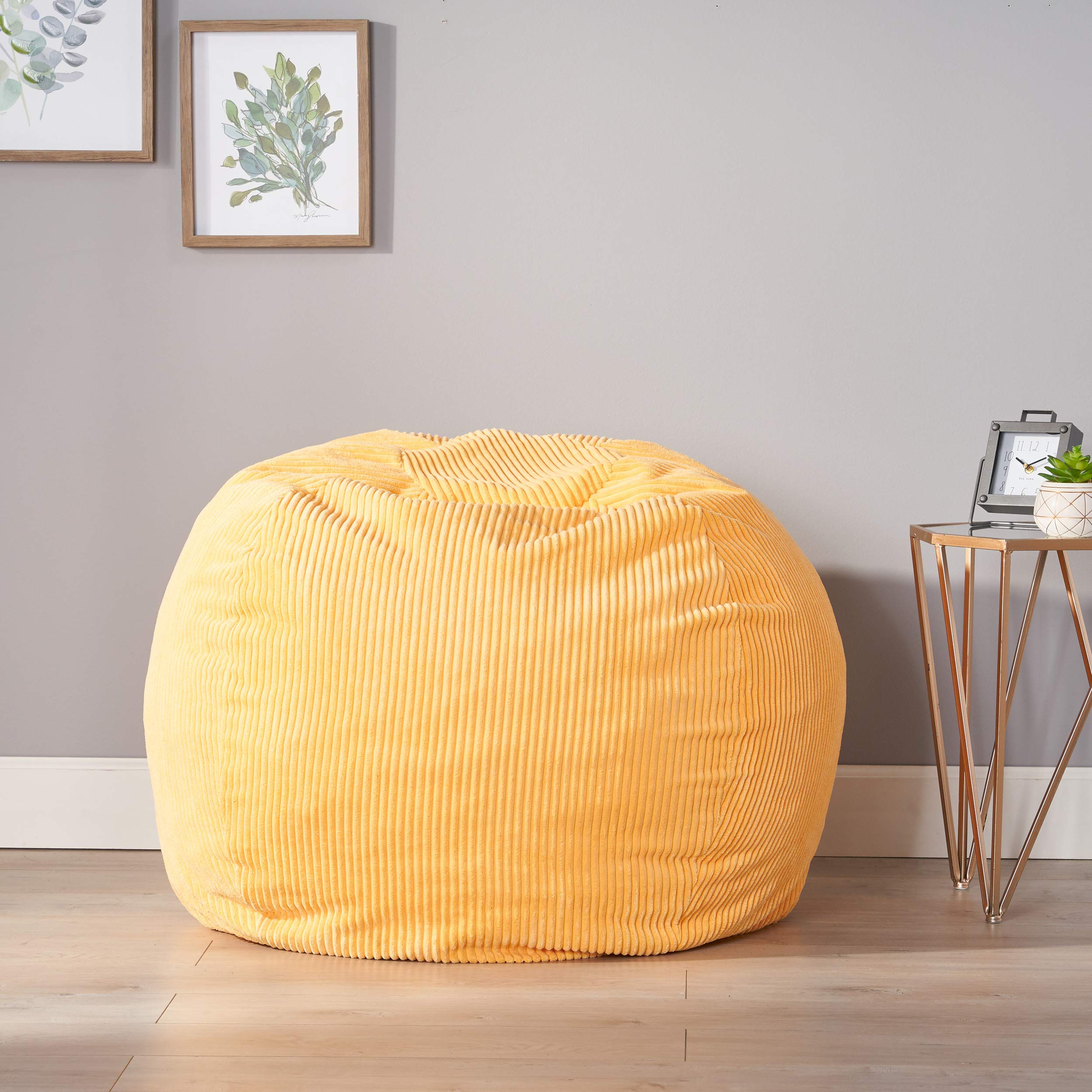 Christopher Knight Home Samantha 3 Foot Beanbag, Mustard Yellow