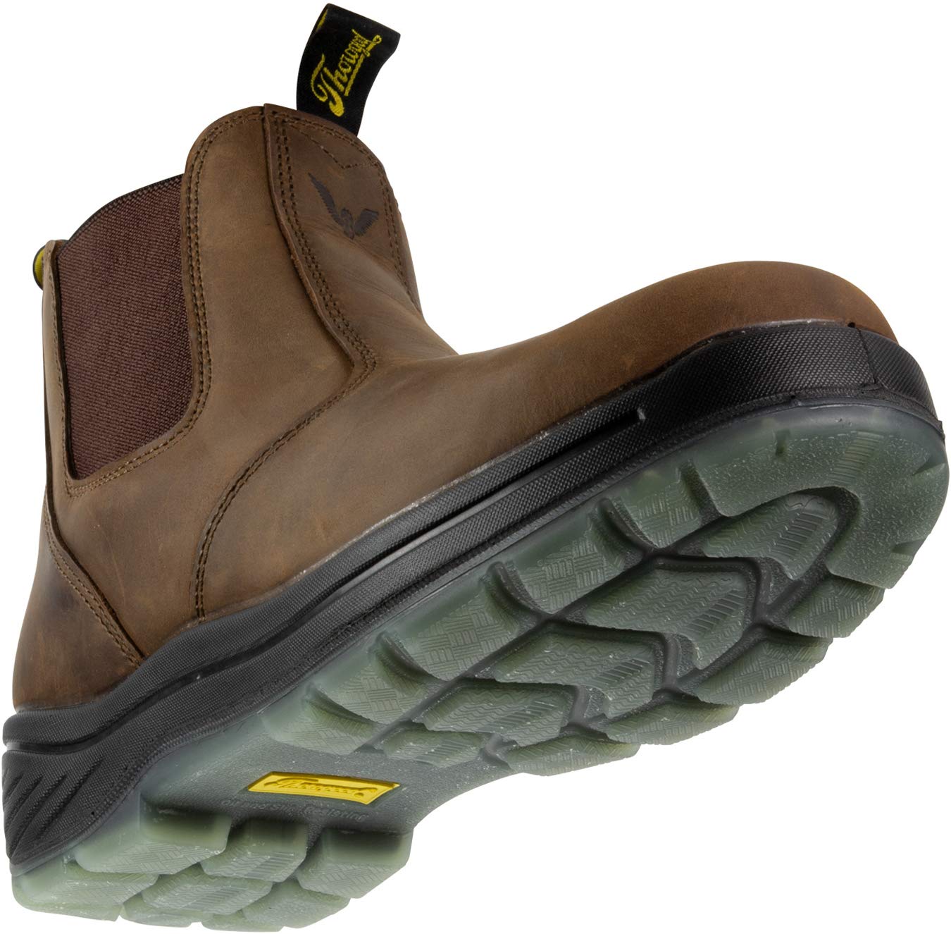Thorogood Thoro-Flex 6” Slip On Work Boots for Men - Premium Leather with Comfort Footbed, Slip-Resistant Outsole, and Scuff-Free Translucent Bottom; EH Rated, Black/Trail Crazyhorse - 14 M US