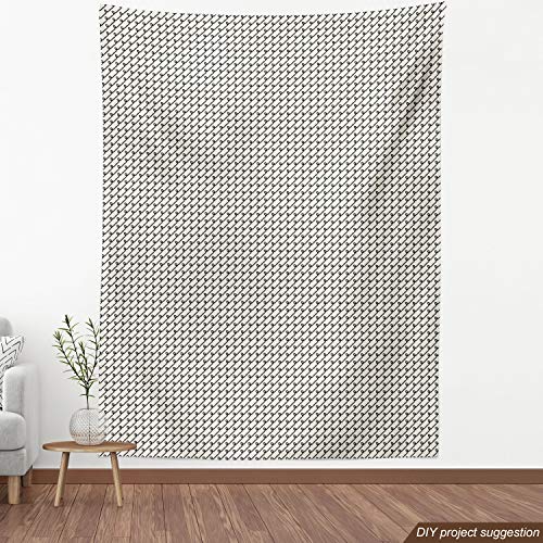 Ambesonne Abstract Fabric by The Yard, Basic Diagonal Knots or Streaks Drawn by Hand in Monochrome Style, Decorative Fabric for Upholstery and Home Accents, Charcoal Grey Eggshell