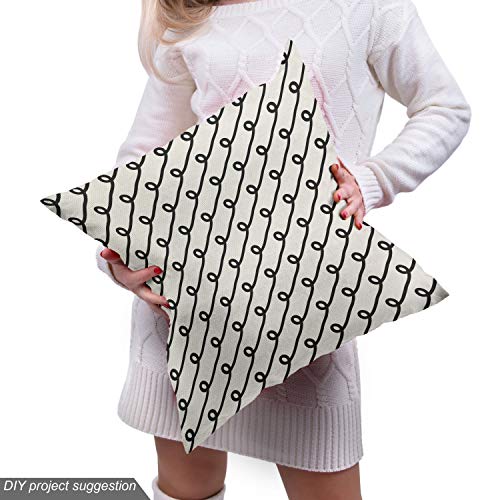 Ambesonne Abstract Fabric by The Yard, Basic Diagonal Knots or Streaks Drawn by Hand in Monochrome Style, Decorative Fabric for Upholstery and Home Accents, Charcoal Grey Eggshell