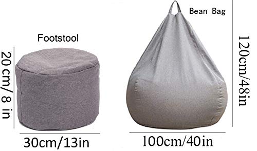 AMTOOCH Double Layer Bean Bag Chair Cover Beanless Bag Recliner Washable Memory Foam Bag Plush Animal Stuffed Storage Footstool Seat Lounge Chair Lined(Beanbag Cover Only)