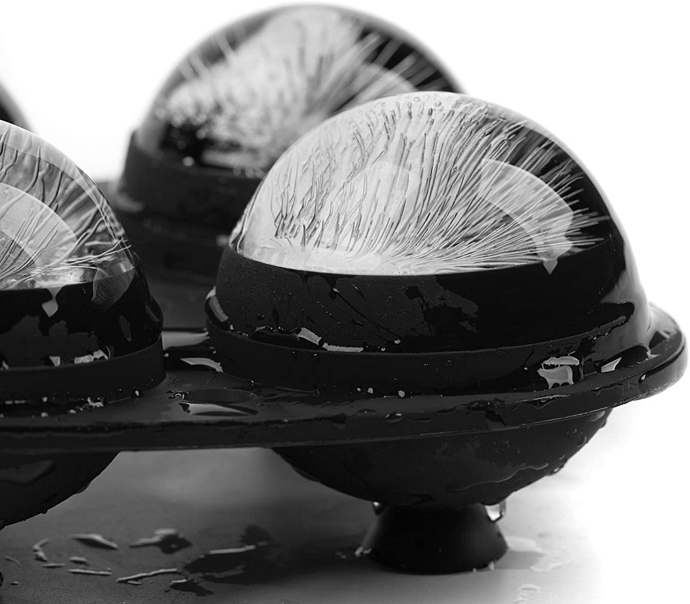 Samuelworld Large Silicone Premium Ice Trays, 2-Pack Combo, 2 Inches Big Ice Cube Tray & 2.5 Inches Large Ice Sphere - BPA Free, Craft Ice Maker for Gifting, Whiskey, Cocktails, Easy Release - Black