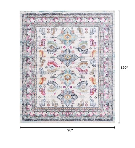 Rugs.com Budapest Collection Area Rug β 8' x 10' Multi Low-Pile Rug Perfect for Living Rooms, Large Dining Rooms, Open Floorplans