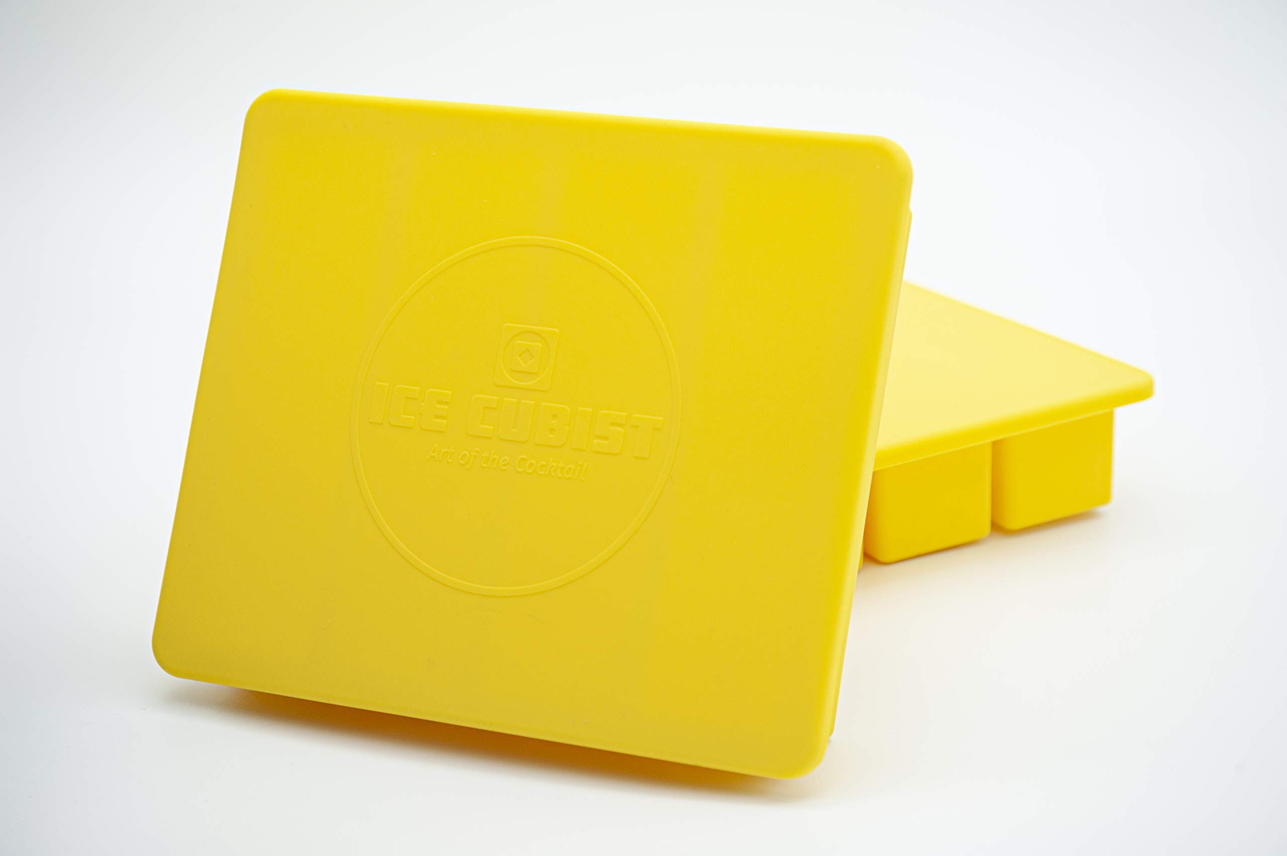 Rectangular Collins Ice Cube Mold with Lid - For Cocktail, Whiskey, Butter and More - BPA Free Silicone - 2 Trays - 4 Large Ice Cubes Per Tray