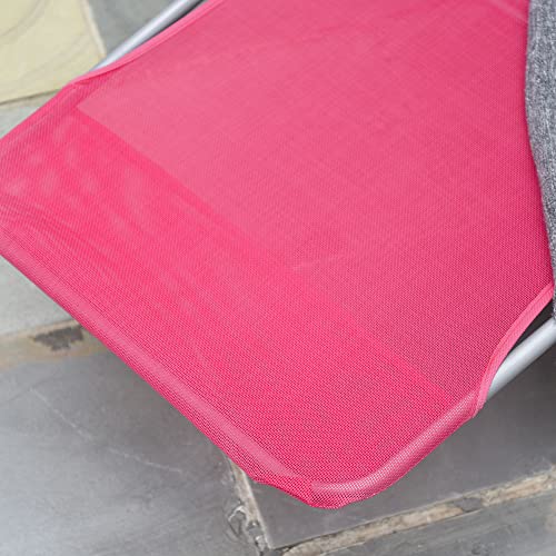 Outsunny Folding Chaise Lounge Chair, Pool Sun Tanning Chair, Outdoor Lounge Chair with Reclining Back, Breathable Mesh Seat, Headrest for Beach, Yard, Patio, Pink