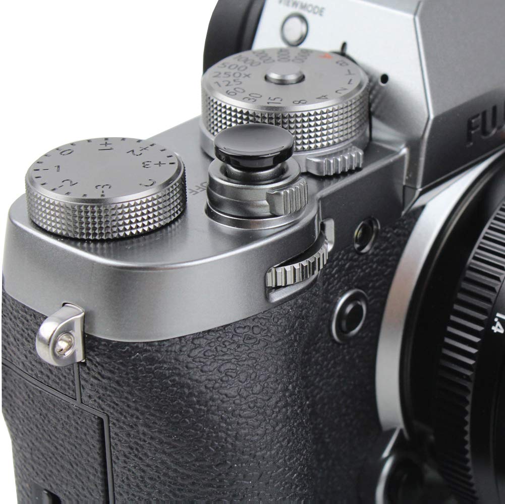 Foto&Tech Soft Shutter Release Button Compatible with Fuji Fujifilm X-T5 X-T4 X-T3 X-T30 X-T30 II X-T20 X-PRO3 X100V X100F X-E4 X-E3 RX1R II RX10 IV III Leica M10 M9 Nikon Df F3 (2 Pieces, Black)
