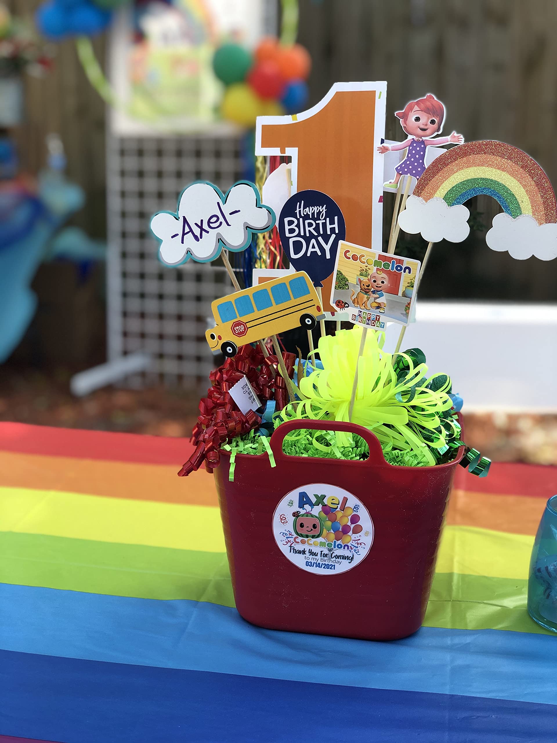 Oojami 4 Pack Rainbow Table Cover Rainbow Theme Tablecloth Party Supplies Ideal for Birthday Parties, Carnival, Baby Shower Table Cloth
