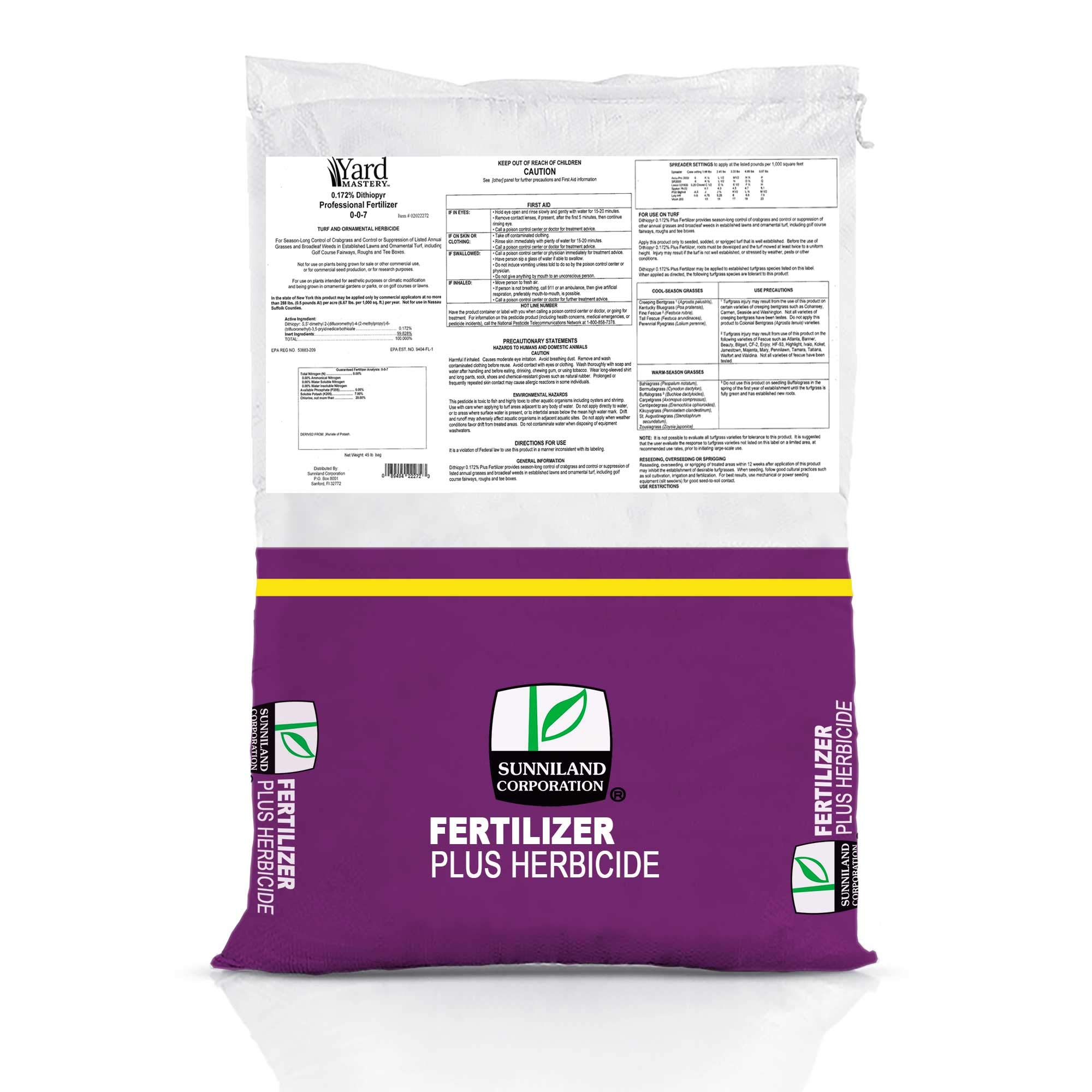 Yard Mastery Dithiopyr Pre-Emergent Herbicide with Fertilizer 0-0-7-45 lbs - Prevent Crabgrass and Annual Bluegrass POA Annua and Other Broadleaf Weeds with 7% Potash for Stress Recovery