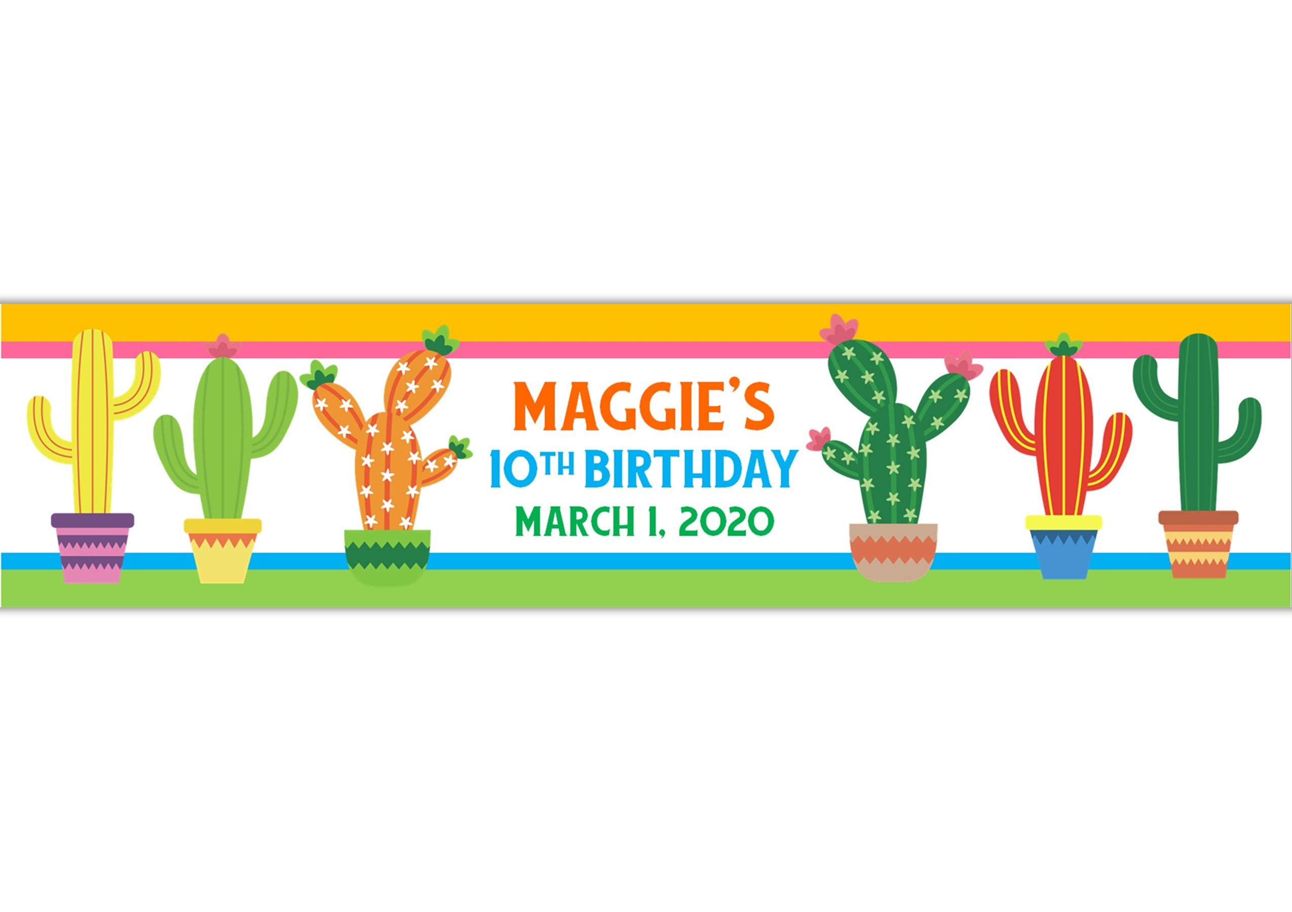 Cactus Water Bottle Labels, Persoanlized Party Favors, Pack of 25 Peel and Stick Waterproof Wrappers