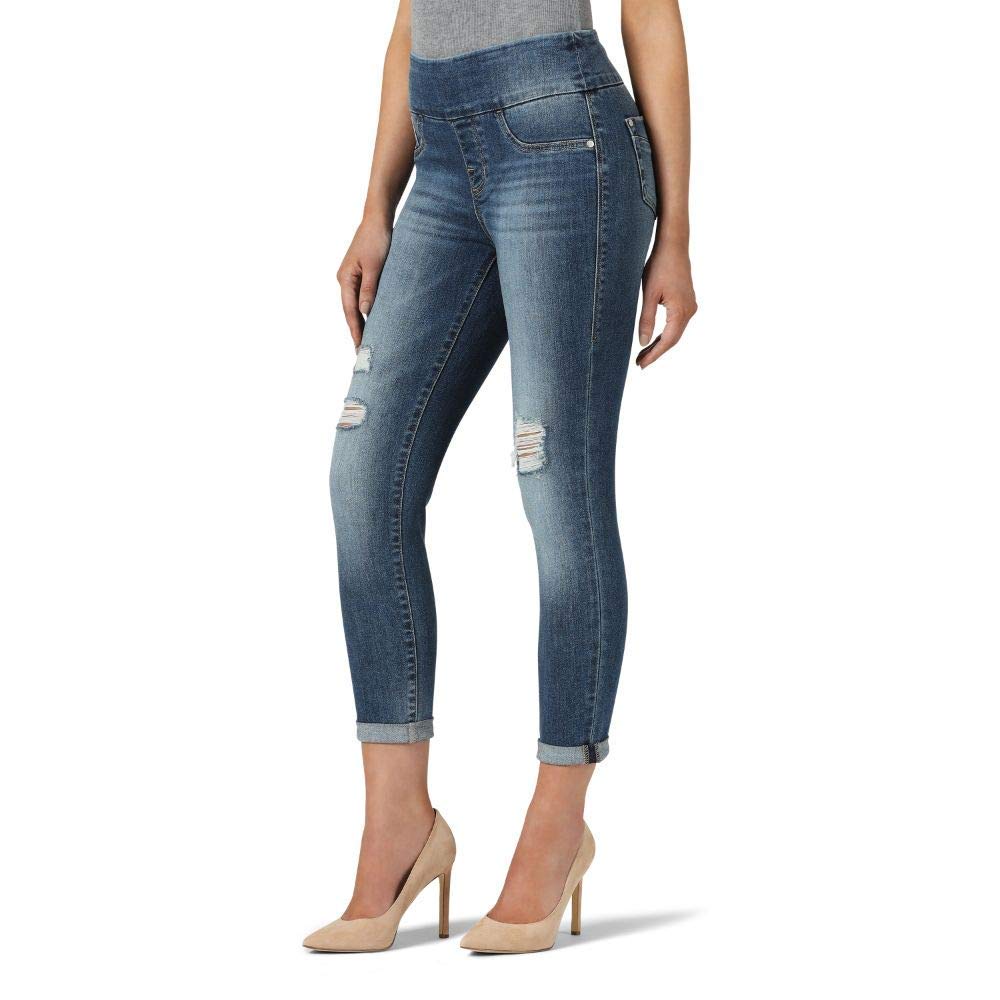Rock & Republic Womens Denim Rx Fever Stretch Crop Capri Jeans, Overdose-Medium Indigo Destructed, 12 US