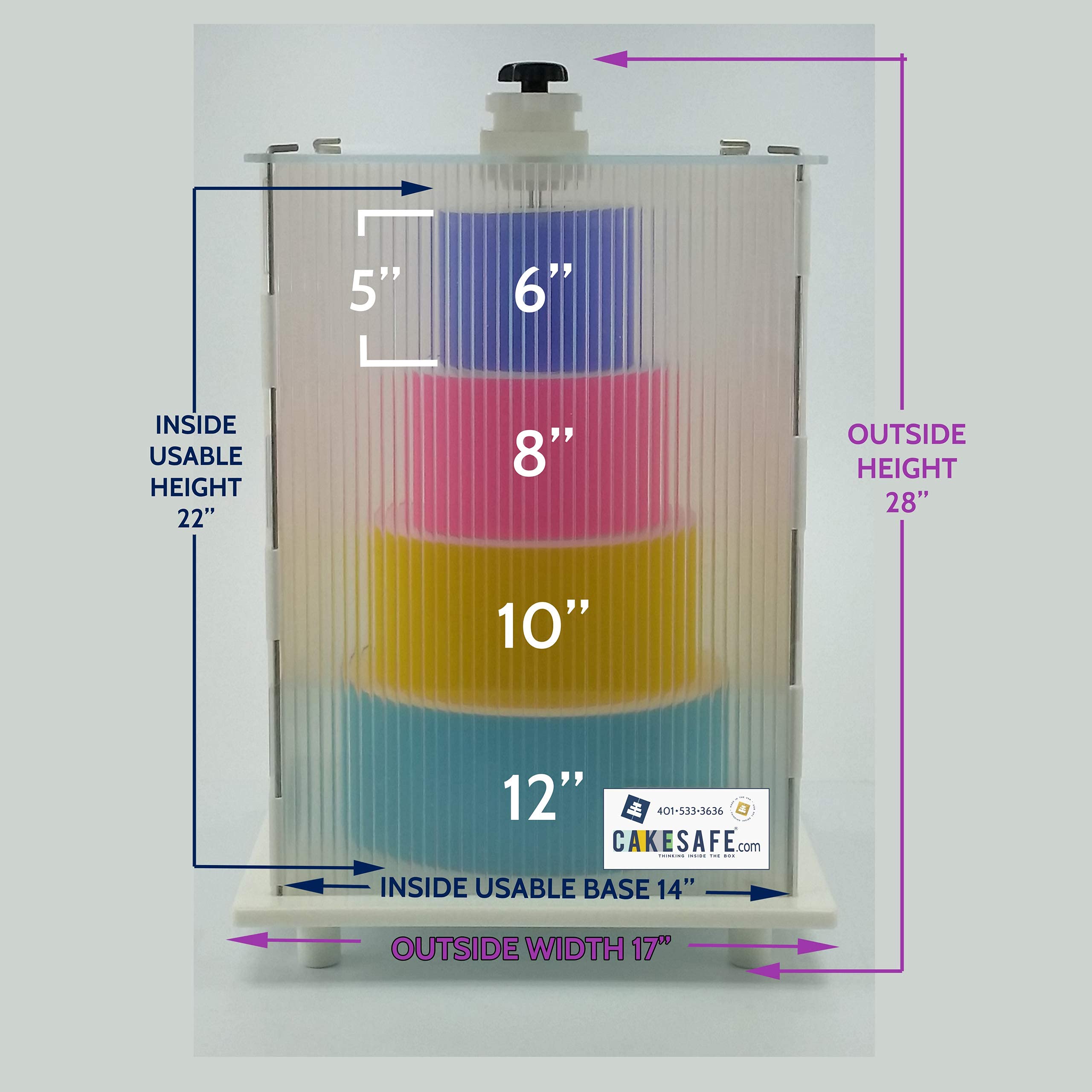 CAKESAFE Reusable Mini/Tall Cake Transporter, Clear Plastic Cake Carrier (14" W x 22" H)