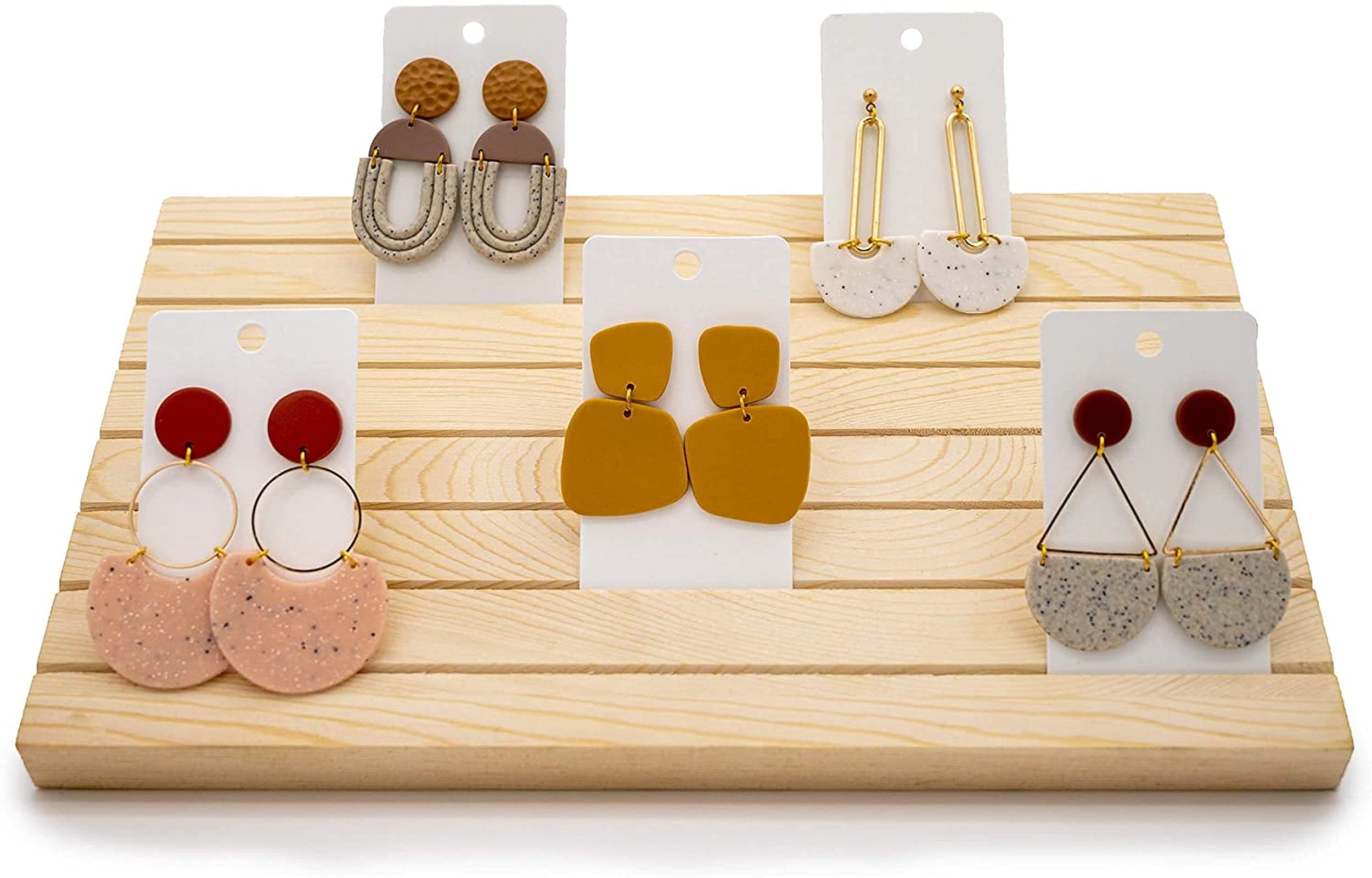 Yuson Products Natural Wood Earring Display Stands For Shows Earring Holders For Selling Portable Earring Display Polaroid Display Multiple Business Card Holder Display Girly Business Card Holder Desk