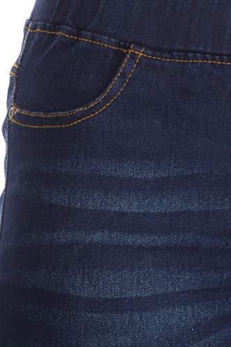 Jvini Women's Pull-On Stretchy Skinny Crop Denim Jeggings (XXX-Large, Capri- Dark Denim)
