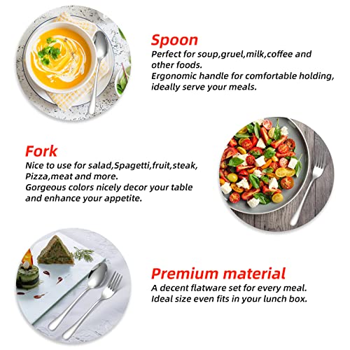 Kitware 12 Pices Fork and Spoons Silverware Set for 6, Stainless Steel Flatware Cutlery, Mirror Polished Kitchen Utensil for Home, Outdoor, Hiking, BBQ
