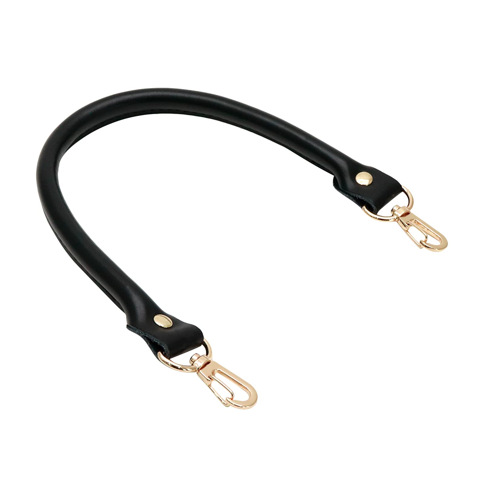 Semetall Black Purse Straps Replacement 2 Pack 40cm/15.7" Total Length PU Leather Handbag Handles Black Leather Purse Handles with Metal Button