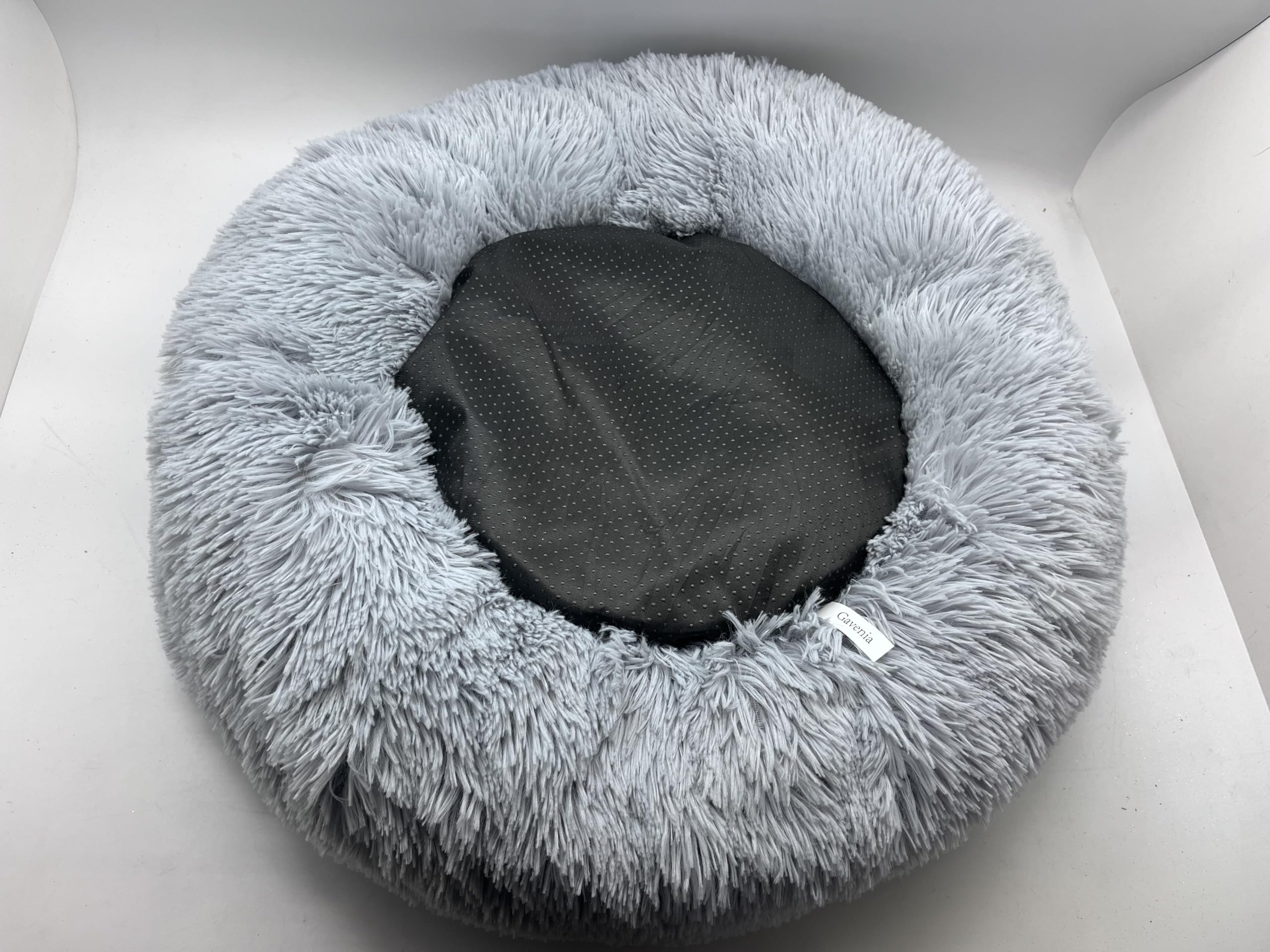 Gavenia Indoor Cat Bed, 20''x20'' Washable Donut, Soft Plush Pet Cushion, Waterproof Dog and Cat Bed for Sleep Improvement, Grey