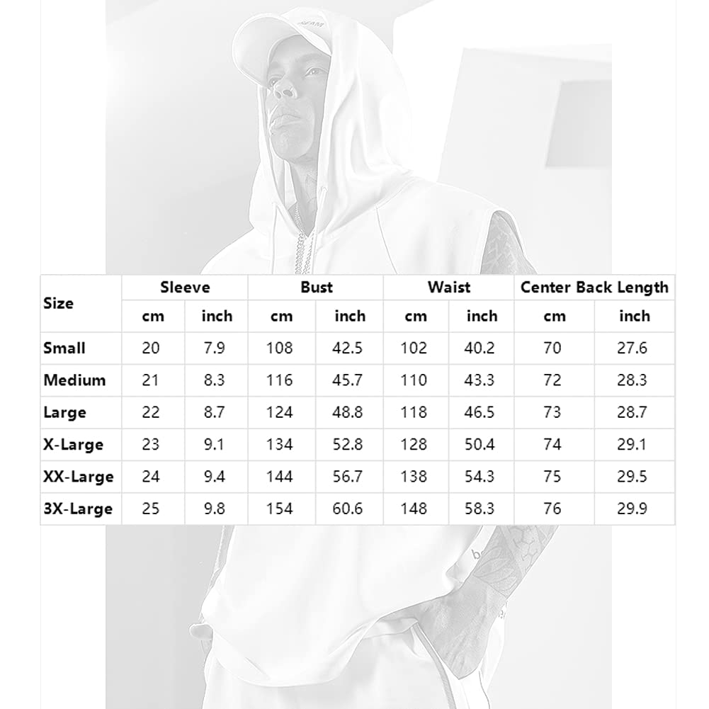 Aixdir Hoodie Tank Top Sleeveless Hoodie Workout Shirts for Men Gym Hoodies White