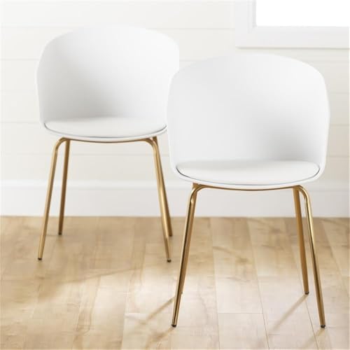 South Shore Flam Dining Chairs-White and Gold, 2