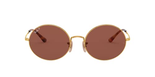 Ray-Ban Rb1970 Oval Sunglasses, Gold/Polarized Purple, 54 mm