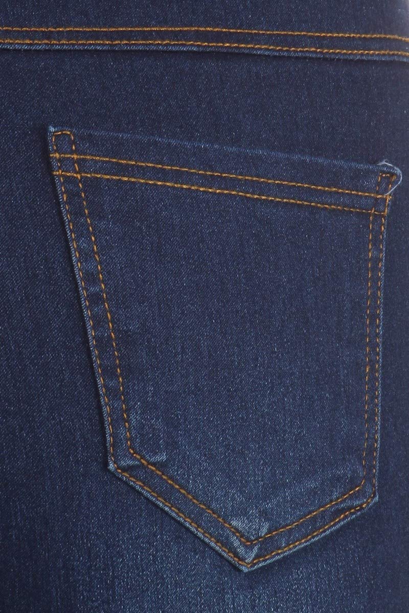 Jvini Women's Pull-On Stretchy Skinny Crop Denim Jeggings (XXX-Large, Capri- Dark Denim)