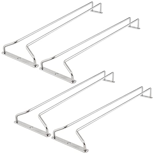 CUKE2BEET 15.7 Inch Stainless Steel Wine Glasses Rack Under Cabinet Stemware Rack, Wine Glass Hanger Rack Wire Wine Glass Holder Storage Hanger for Cabinet Kitchen Bar (4)
