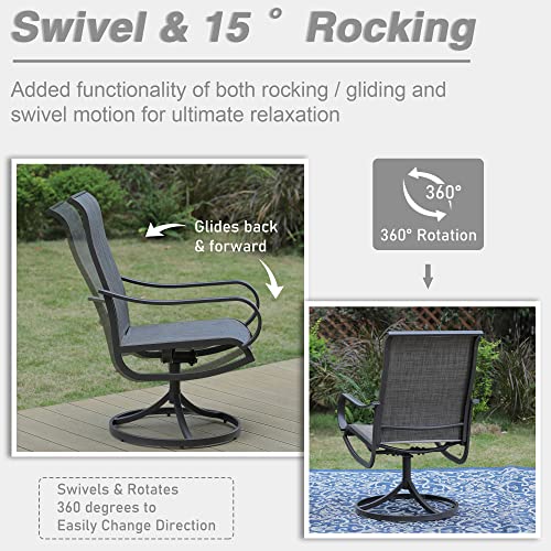 Sophia & William Patio Dining Chairs Set of 2 Patio Swivel Chairs Textilene Support 300lbs Outdoor Chairs for Lawn Garden Backyard Pool Sling Weather Resistant-Brown Frame