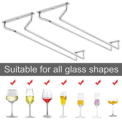 CUKE2BEET 15.7 Inch Stainless Steel Wine Glasses Rack Under Cabinet Stemware Rack, Wine Glass Hanger Rack Wire Wine Glass Holder Storage Hanger for Cabinet Kitchen Bar (4)