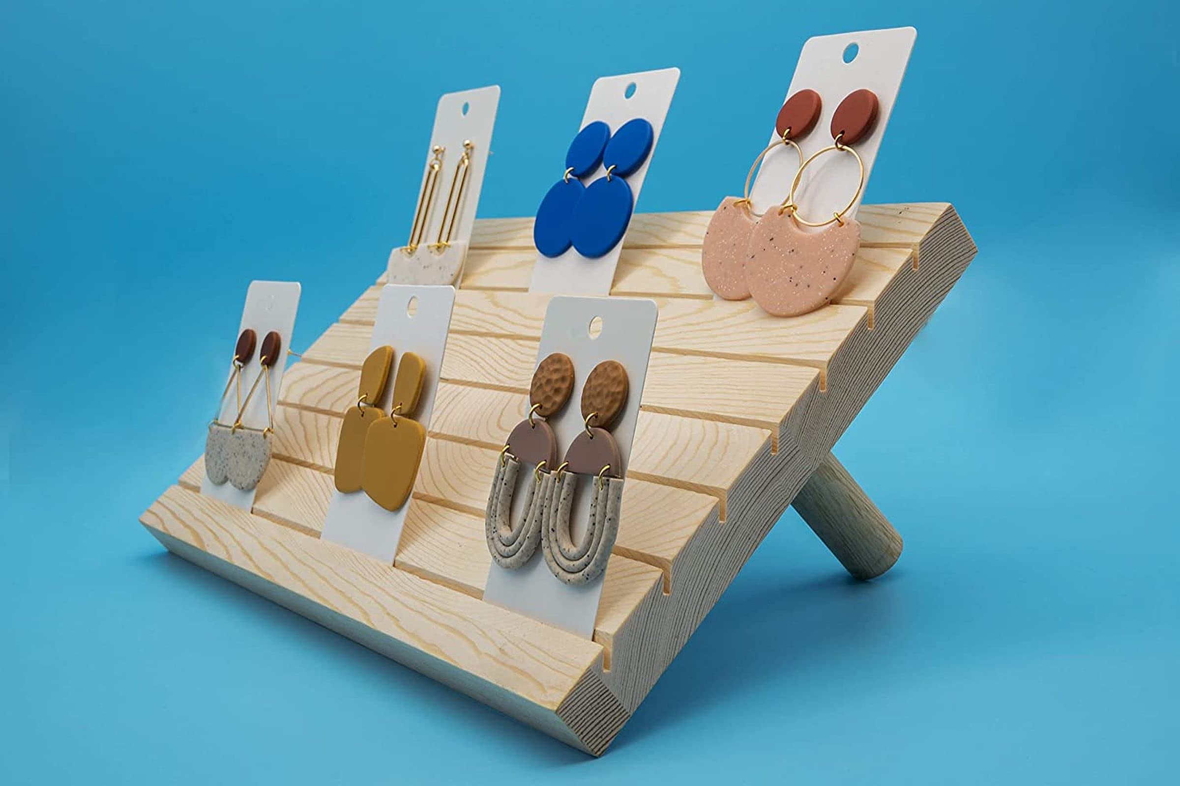 Yuson Products Natural Wood Earring Display Stands For Shows Earring Holders For Selling Portable Earring Display Polaroid Display Multiple Business Card Holder Display Girly Business Card Holder Desk