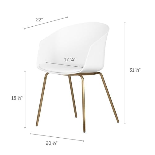 South Shore Flam Dining Chairs-White and Gold, 2