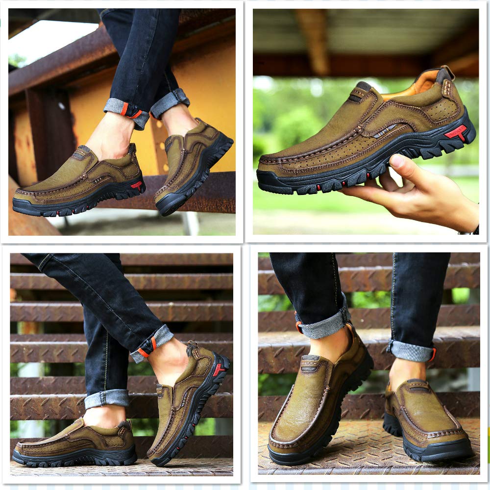 ALITIKAVIC Mens Slip On Casual Shoes Leather Comfortable Walking Loafers