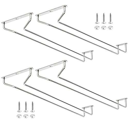 CUKE2BEET 15.7 Inch Stainless Steel Wine Glasses Rack Under Cabinet Stemware Rack, Wine Glass Hanger Rack Wire Wine Glass Holder Storage Hanger for Cabinet Kitchen Bar (4)