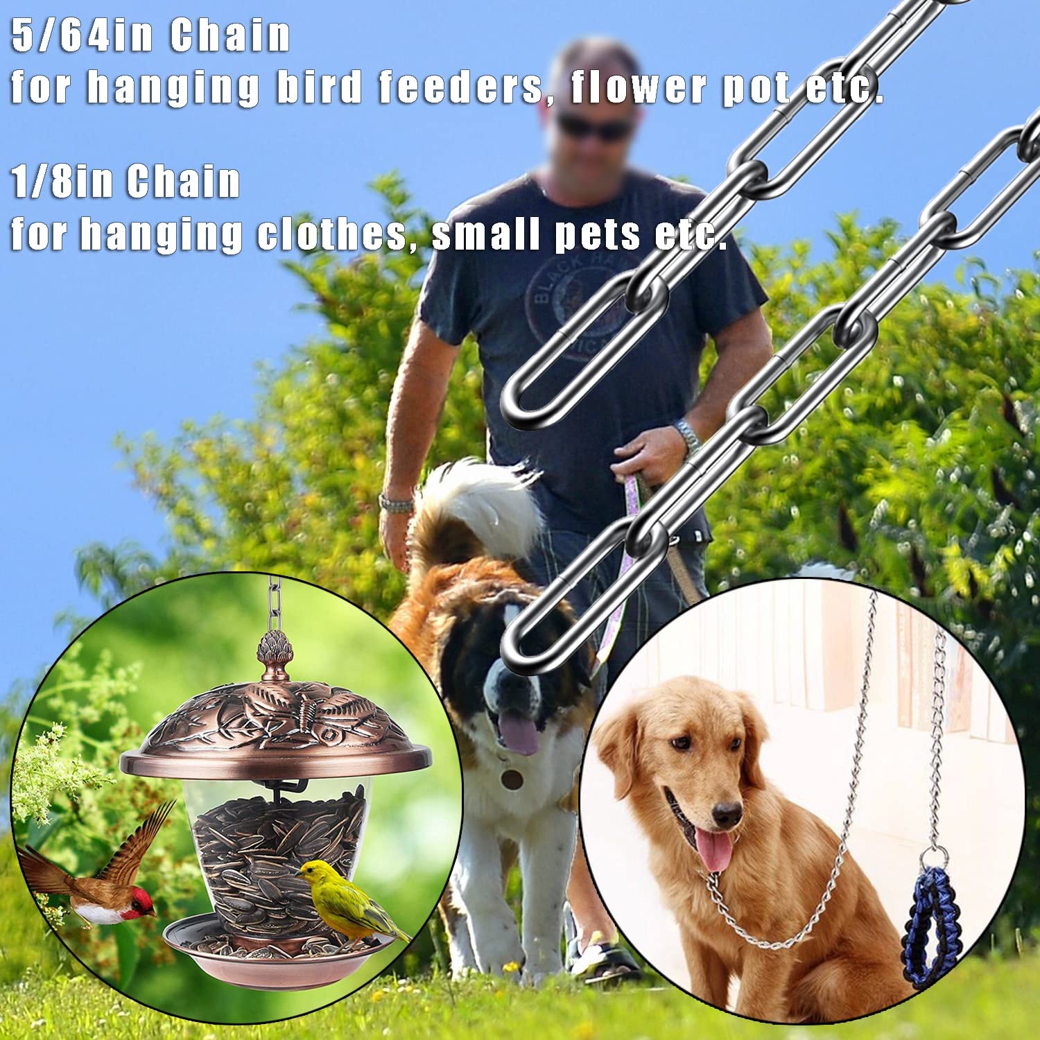 Stainless Steel Chain, Lsqurel 6.5ft Metal Chain Link Chain Small 5/64in Light Duty Chain Utility Chain Jack Chain for Home Outdoor Camping Hanging etc (5/64in-6.5ft)