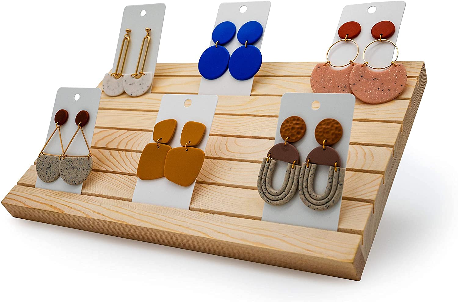 Yuson Products Natural Wood Earring Display Stands For Shows Earring Holders For Selling Portable Earring Display Polaroid Display Multiple Business Card Holder Display Girly Business Card Holder Desk