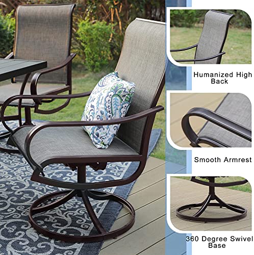 Sophia & William Patio Dining Chairs Set of 2 Patio Swivel Chairs Textilene Support 300lbs Outdoor Chairs for Lawn Garden Backyard Pool Sling Weather Resistant-Brown Frame