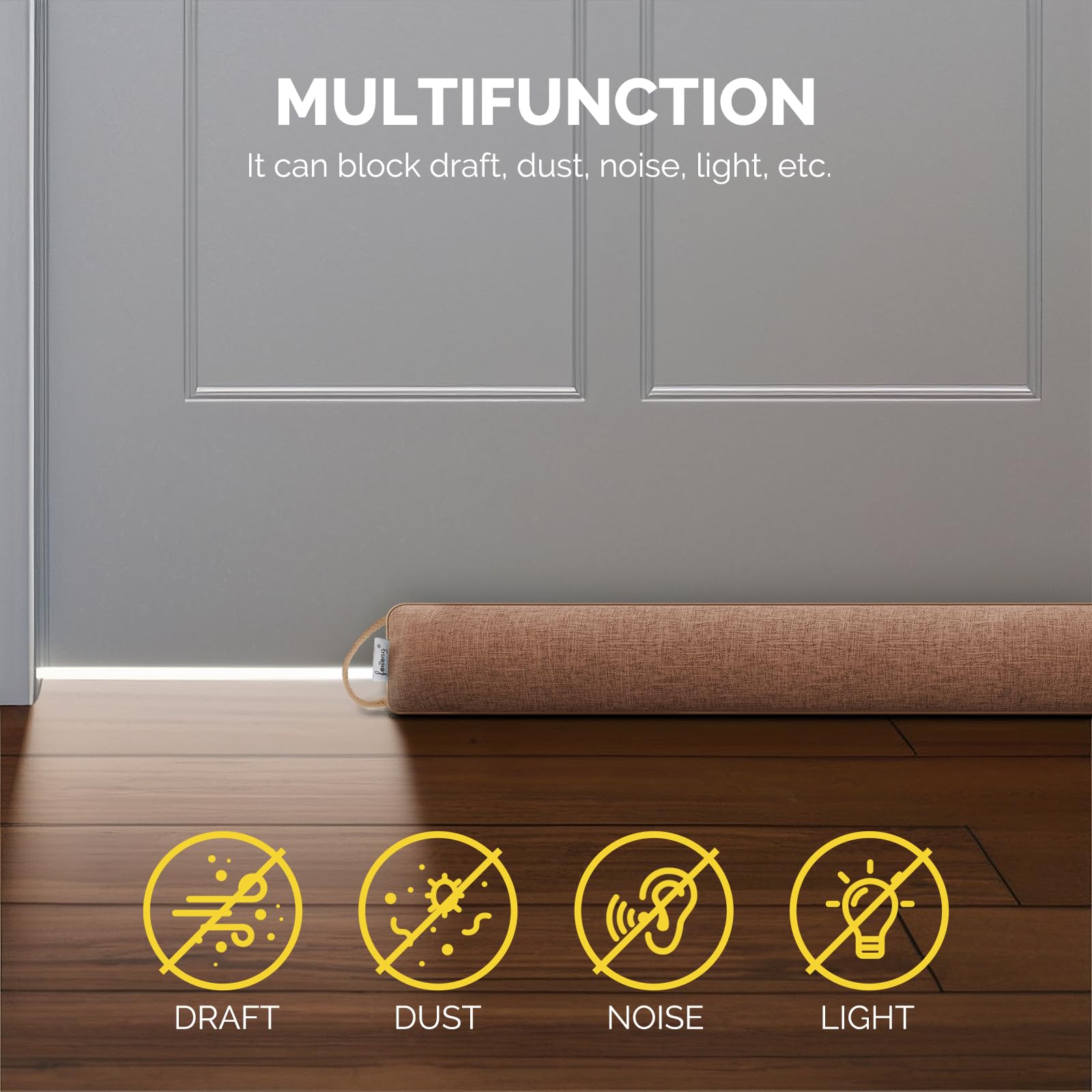 fowong Door Draft Stopper for Bottom of Door 30 Inch Weighted Noise Stopper Soundproof Draft Blocker, Brown