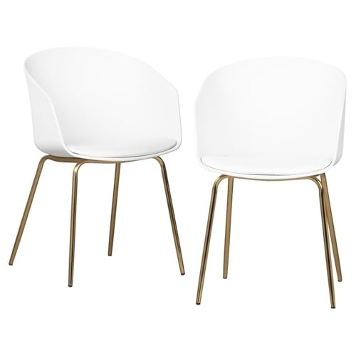 South Shore Flam Dining Chairs-White and Gold, 2