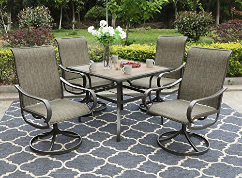 Sophia & William Patio Dining Chairs Set of 2 Patio Swivel Chairs Textilene Support 300lbs Outdoor Chairs for Lawn Garden Backyard Pool Sling Weather Resistant-Brown Frame