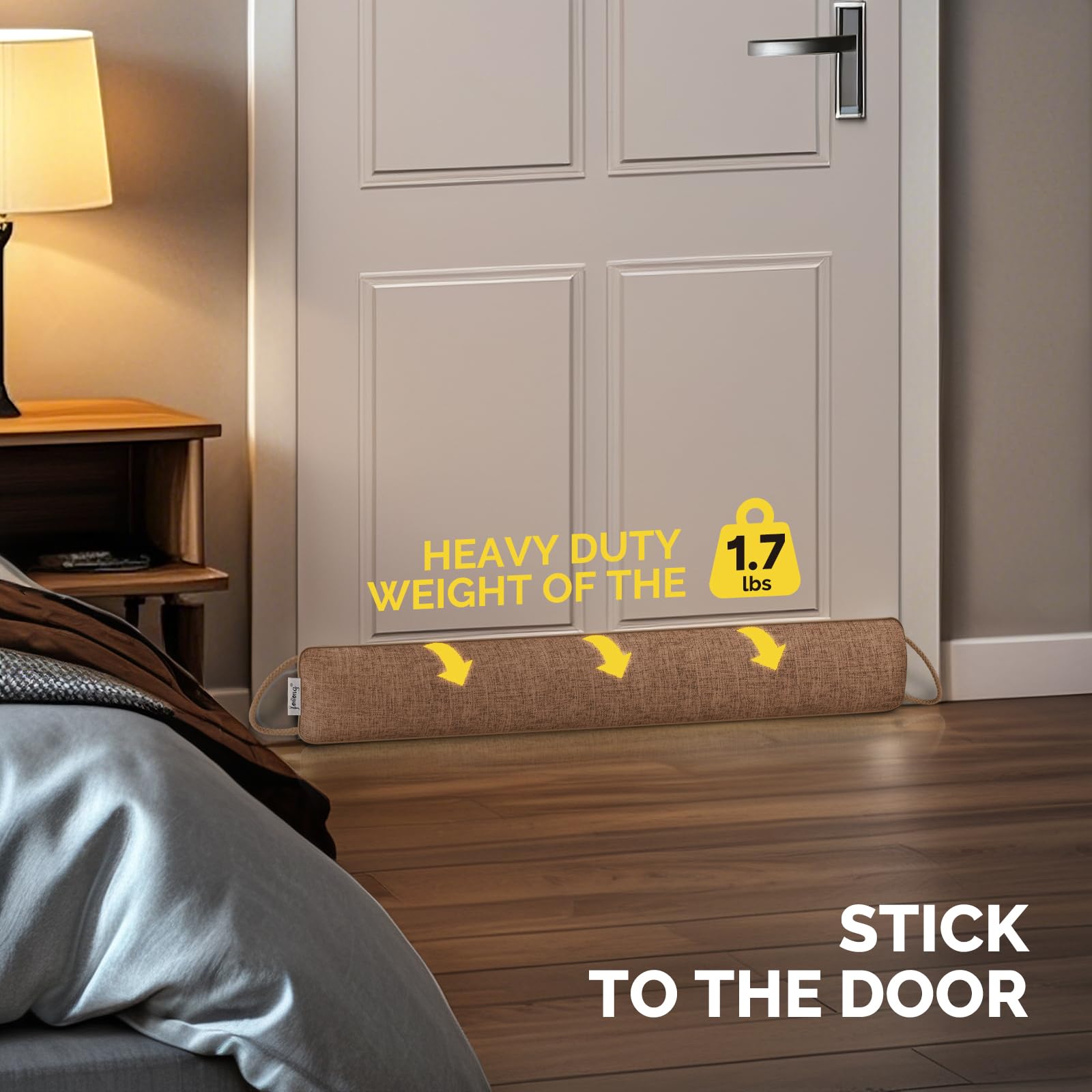 fowong Door Draft Stopper for Bottom of Door 30 Inch Weighted Noise Stopper Soundproof Draft Blocker, Brown