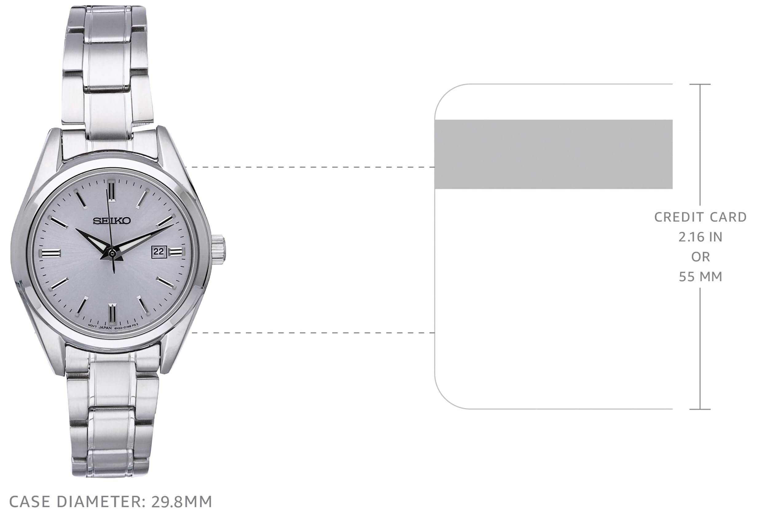 Seiko Women's Essentials Japanese Quartz With Stainless Steel Strap, Silver (Model: SUR633)