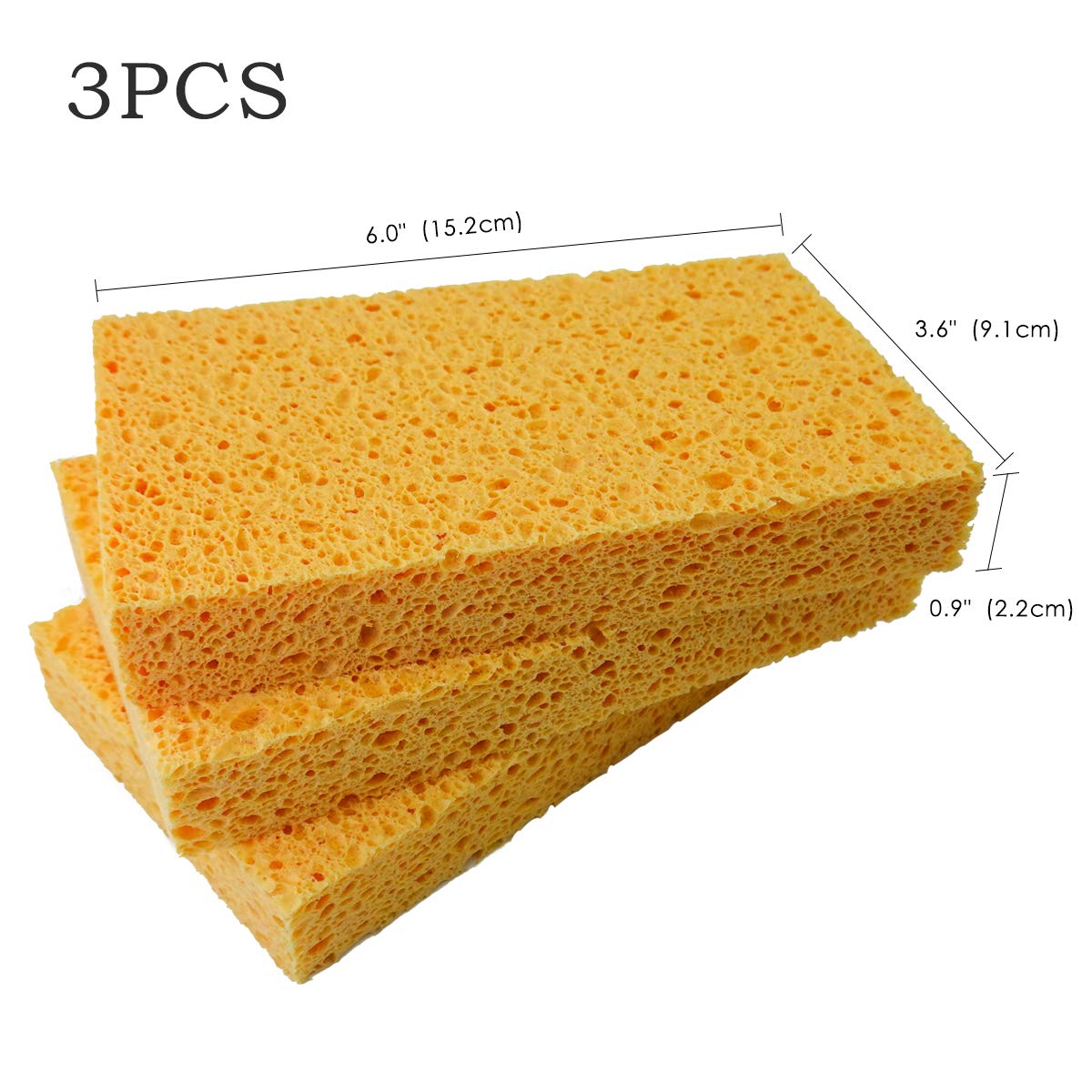 6 x 3.6 x 0.9 Inch JK SP-T22 Large Sponge, Kitchen Sponges, Handy Sponges, Cellulose Sponges, Dish Washing Sponge, Natural Sponge, Car Washing Sponge, Eco Friendly Sponge