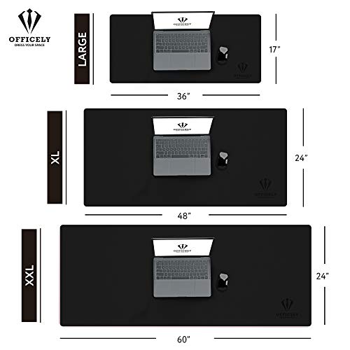 Large Leather Desk Mats for Keyboard and Mouse Pad, Anti-Skid Backing with Heat Resistant and Waterproof Surface, Responsive Desktop for Gaming, Writing, or Home Office Work (Black, 17X36)