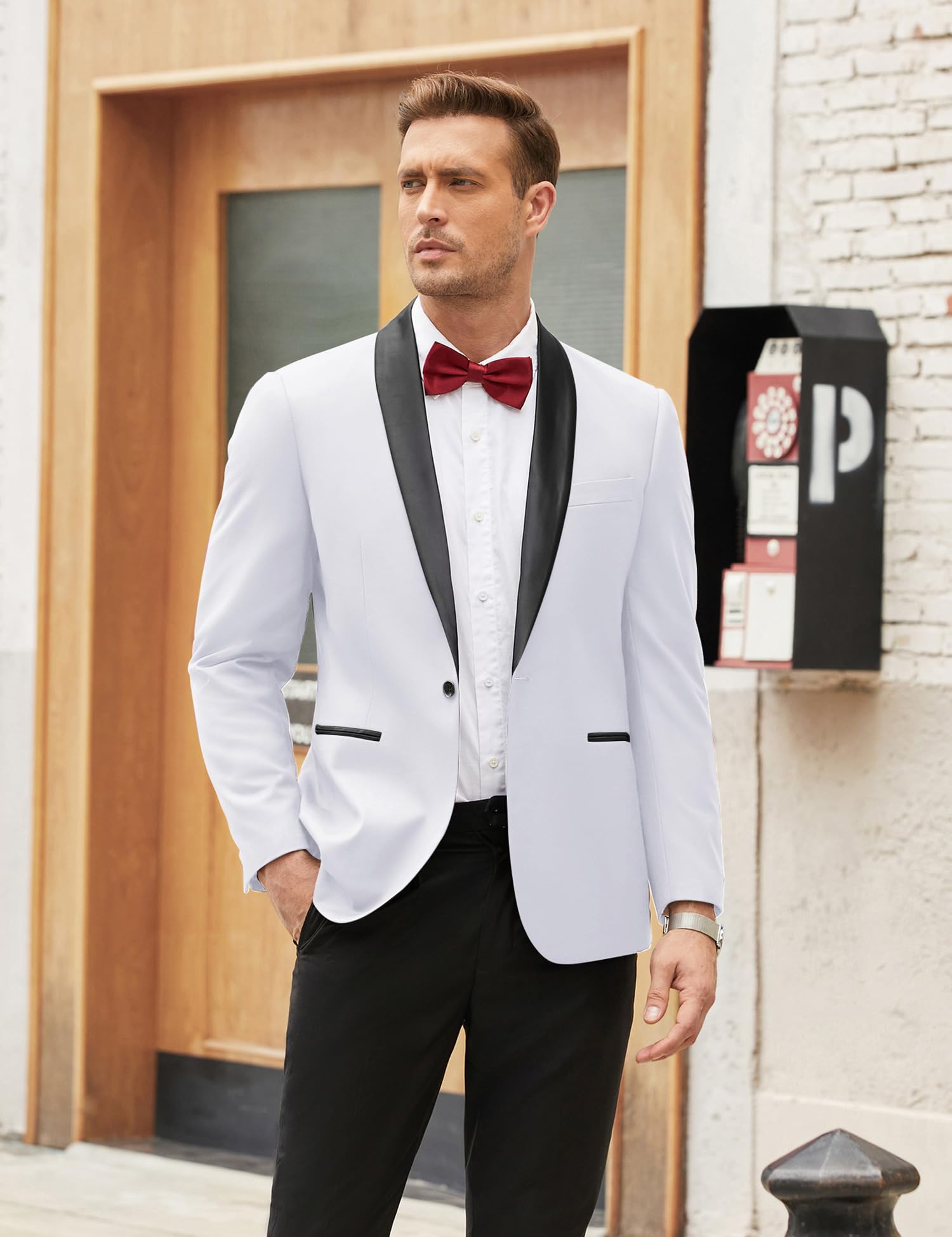 COOFANDY Men's Tuxedo Jacket Wedding Blazer One Button Dress Suit for Dinner Prom Party