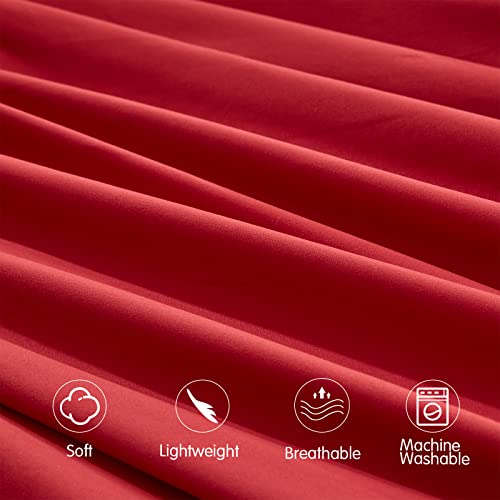 NexHome Full Size Sheet Set, Breathable & Cooling Sheets, Hotel Luxury Bed Sheet, Extra Soft, Deep Pockets 16", Easy Fit, Wrinkle Free, Comfy, Wine Red Bed Sheets 4 Piece Set