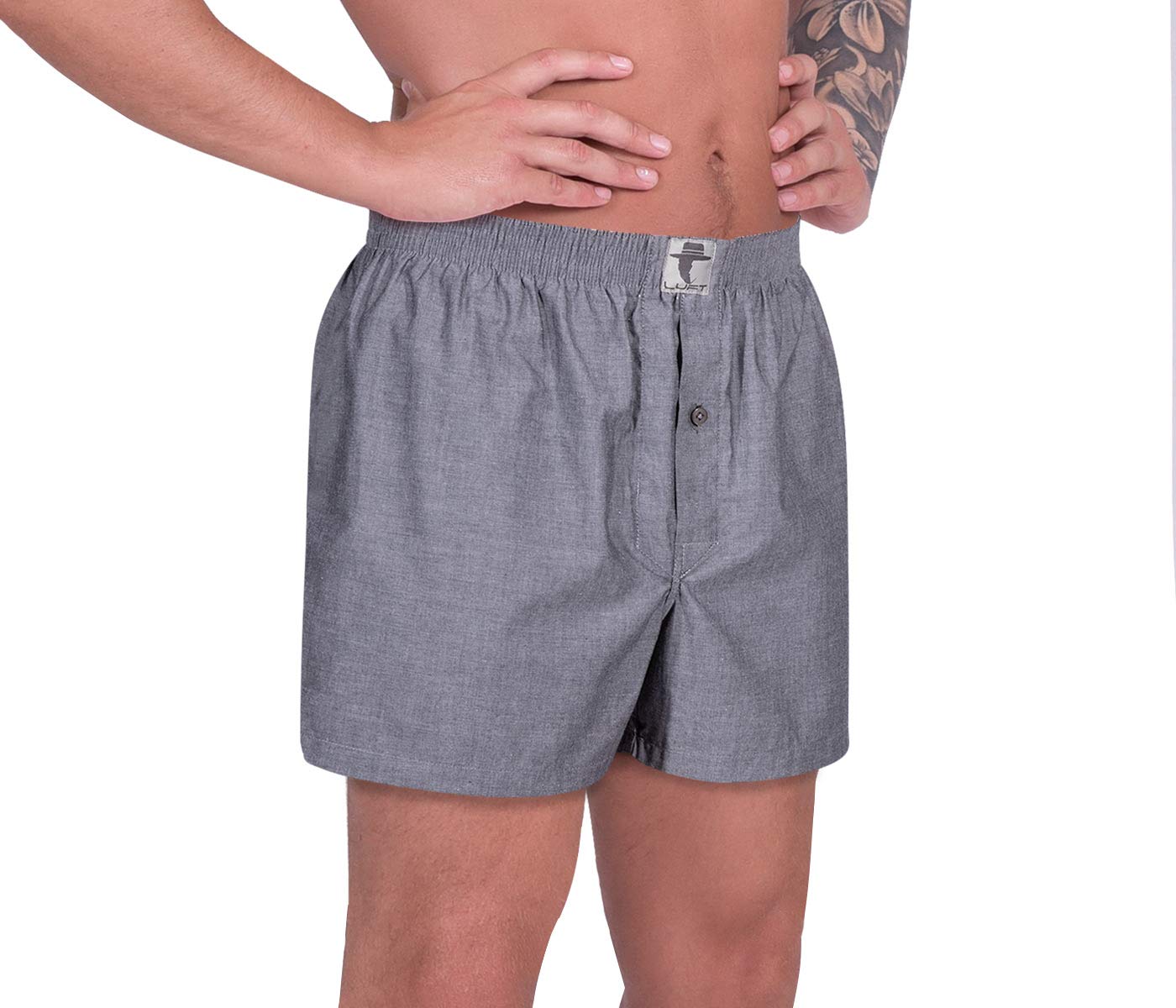 LUFT Mens Plus Size Soft Underwear Elastic Briefs Rise Fit Durable Classic Trunks Underpants Waistband Seamless Cotton Solid Comfy Stretch Boys Boxer Shorts, White & Dark Gray XL 2 Pack Count