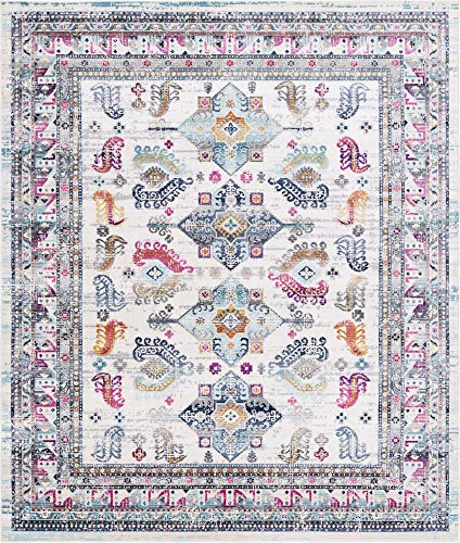 Rugs.com Budapest Collection Area Rug β 8' x 10' Multi Low-Pile Rug Perfect for Living Rooms, Large Dining Rooms, Open Floorplans
