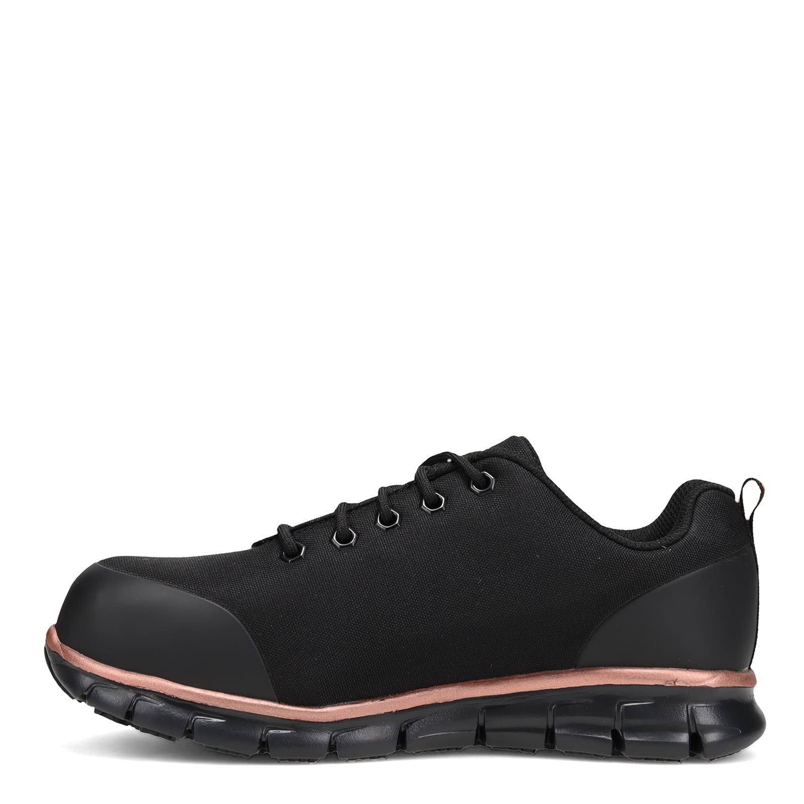 Skechers Women's Lace up Athletic Safety Toe Industrial Shoe, Black/Gold, 8