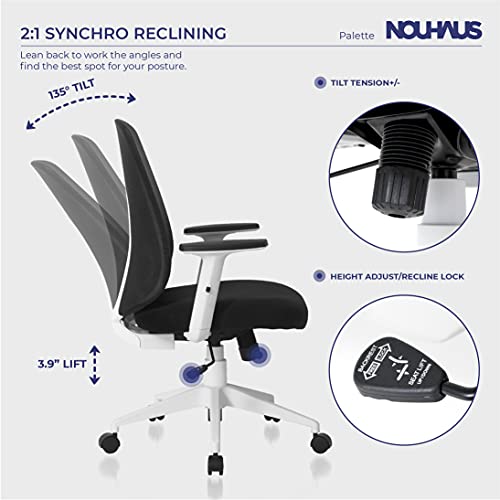 Nouhaus Palette Ergonomic Office Chair Comfortable Swivel Computer Desk Chair, Lumbar Adjust Rolling Chair. (Black)